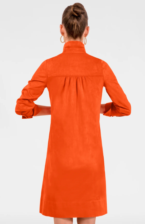 Ruffle Rumble Dress - Ultra Suede Orange – Pitterpattercarolinesaiken