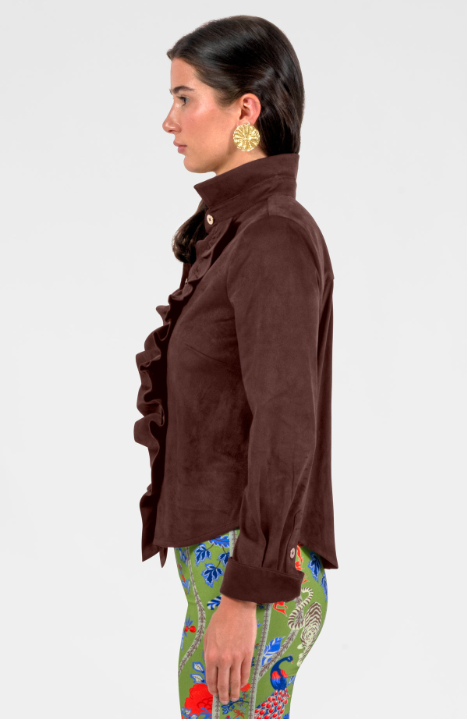 Ruffle Rumble Blouse - Ultra Suede Brown – Pitterpattercarolinesaiken