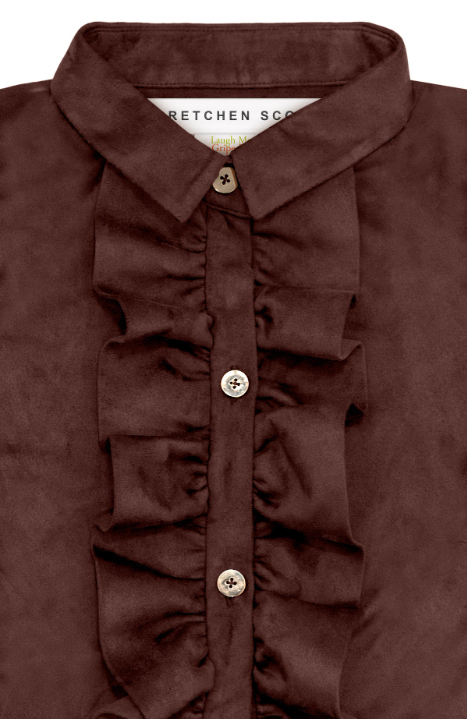 Ruffle Rumble Blouse - Ultra Suede Brown – Pitterpattercarolinesaiken